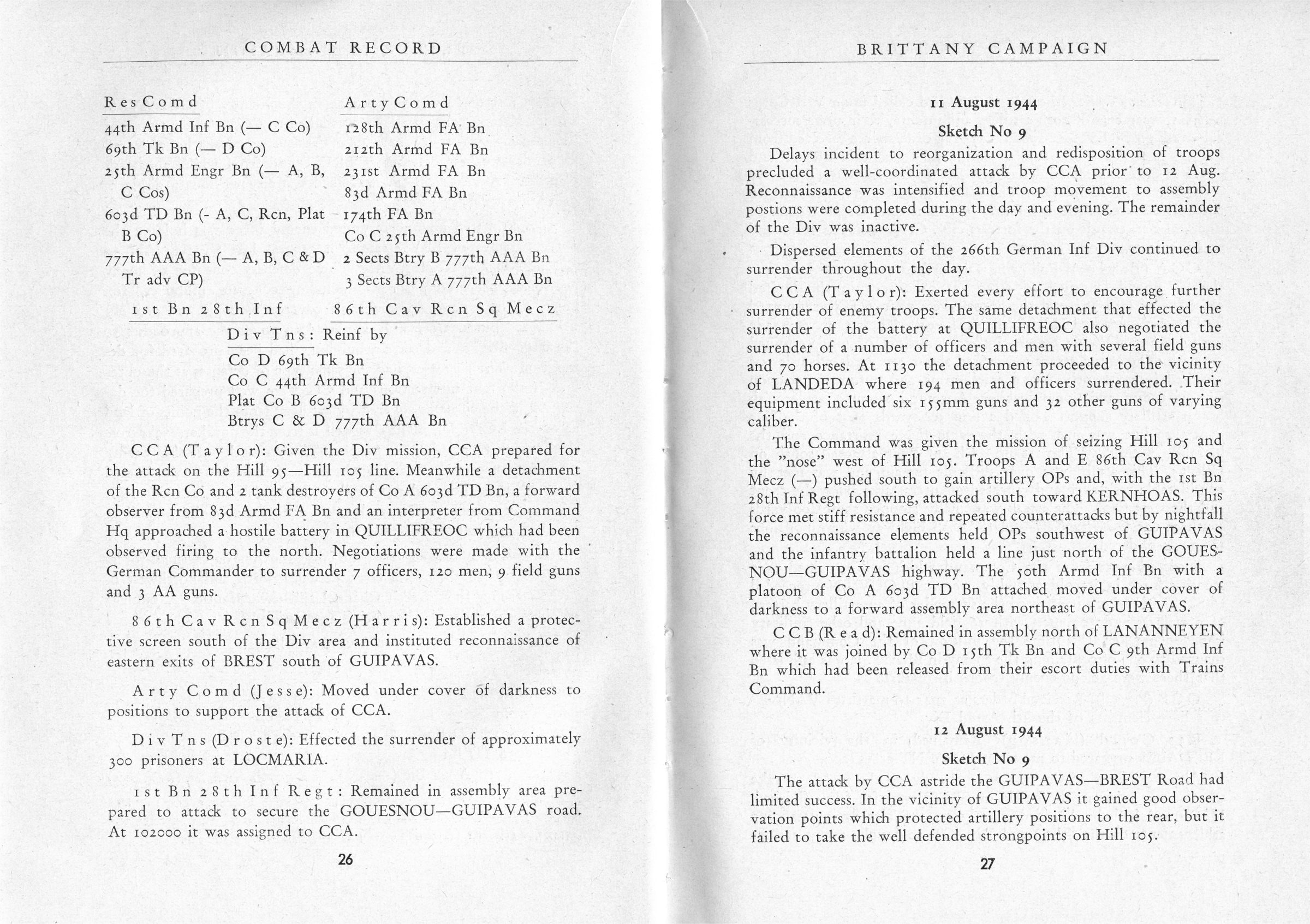 6th Armored Combat Record Scans -- Brittany